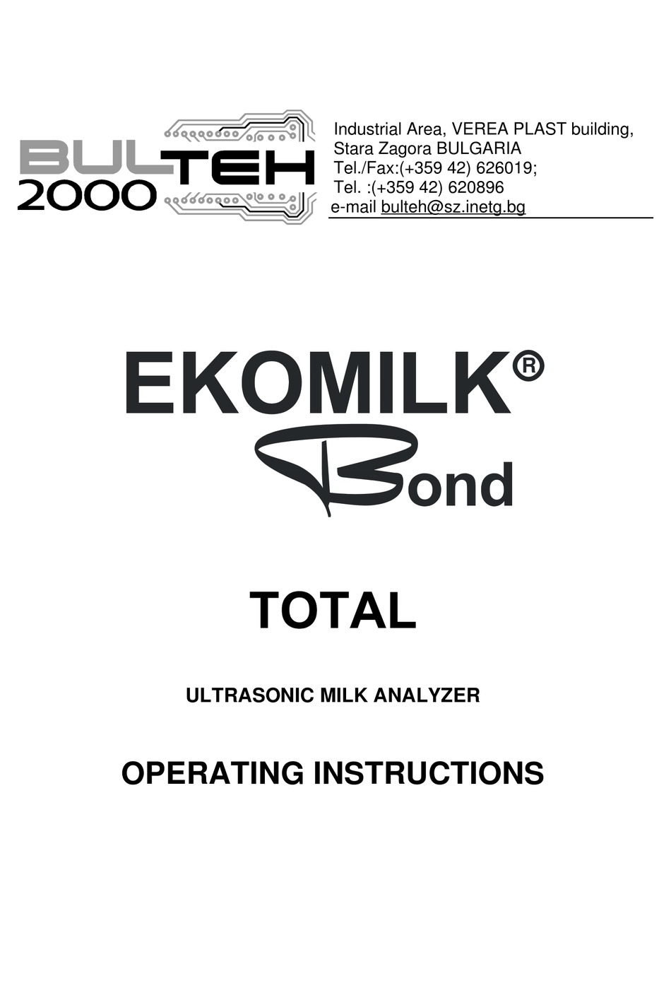 BULTEH 2000 EKOMILK BOND OPERATING INSTRUCTIONS MANUAL Pdf Download bulteh-2000-ekomilk-bond-operating-instructions-manual-pdf-download