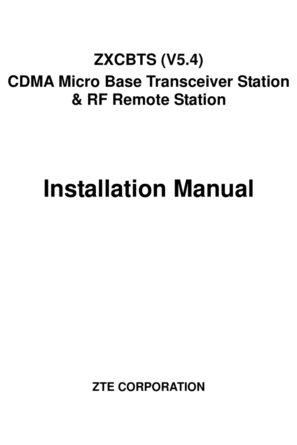ZTE ZXCBTS SERIES INSTALLATION MANUAL Pdf Download | ManualsLib
