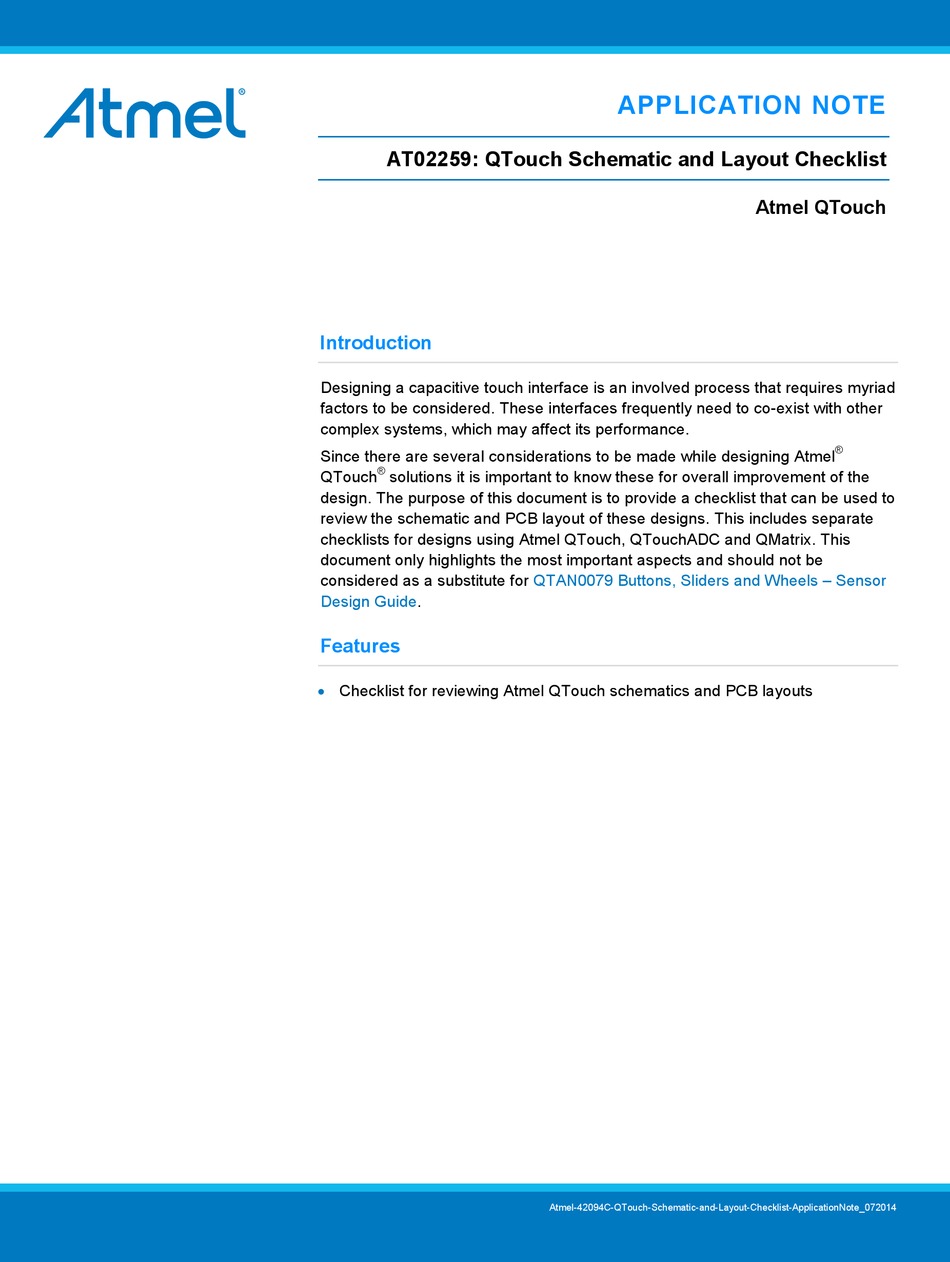 Atmel Qtouch Application Note Pdf Download Manualslib