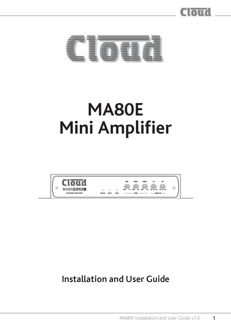 CLOUD MA80E INSTALLATION AND USER MANUAL Pdf Download | ManualsLib