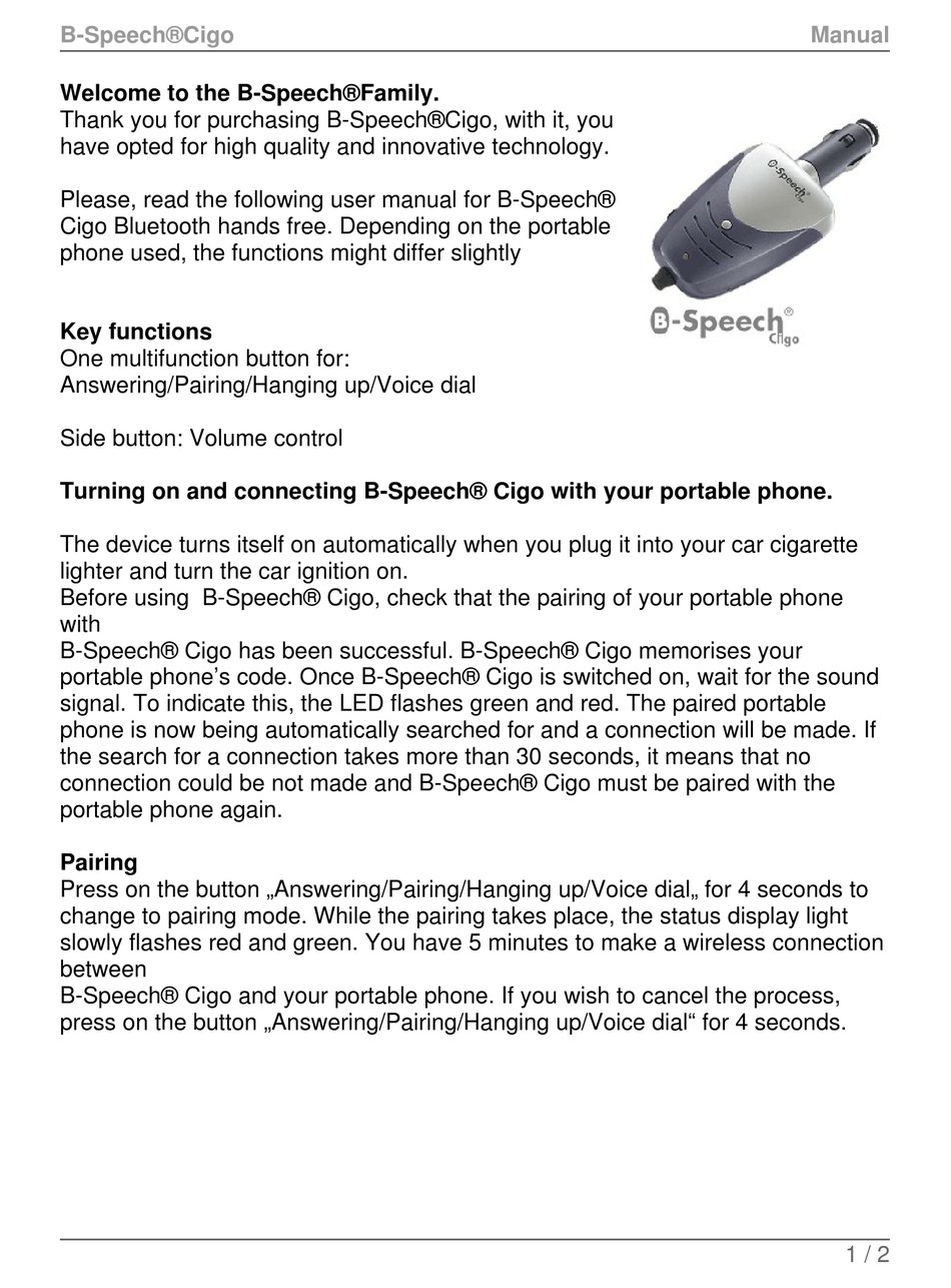 HAMA B-SPEECH SERIES USER MANUAL Pdf Download | ManualsLib