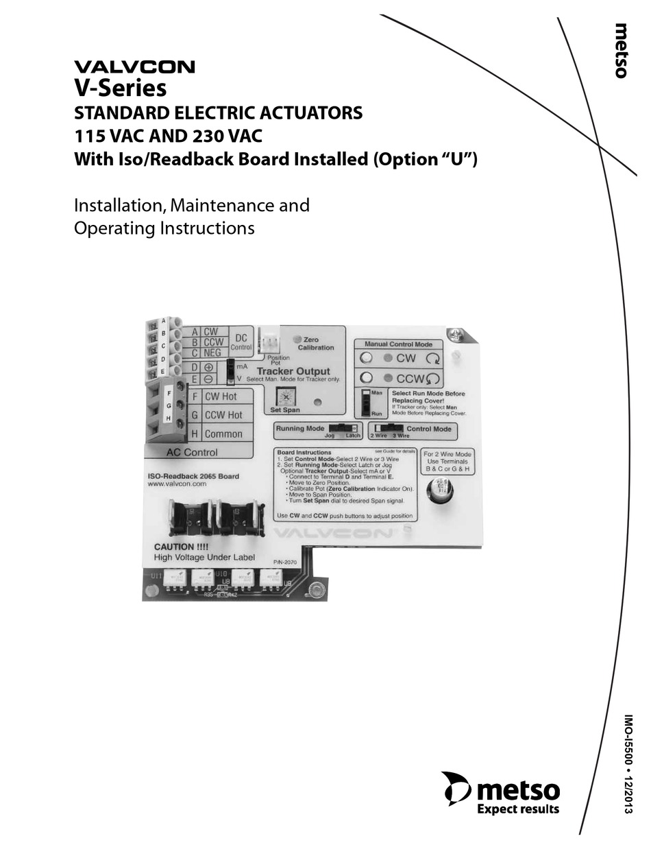 METSO VALVCON V-SERIES INSTALLATION MAINTENANCE AND OPERATING ...