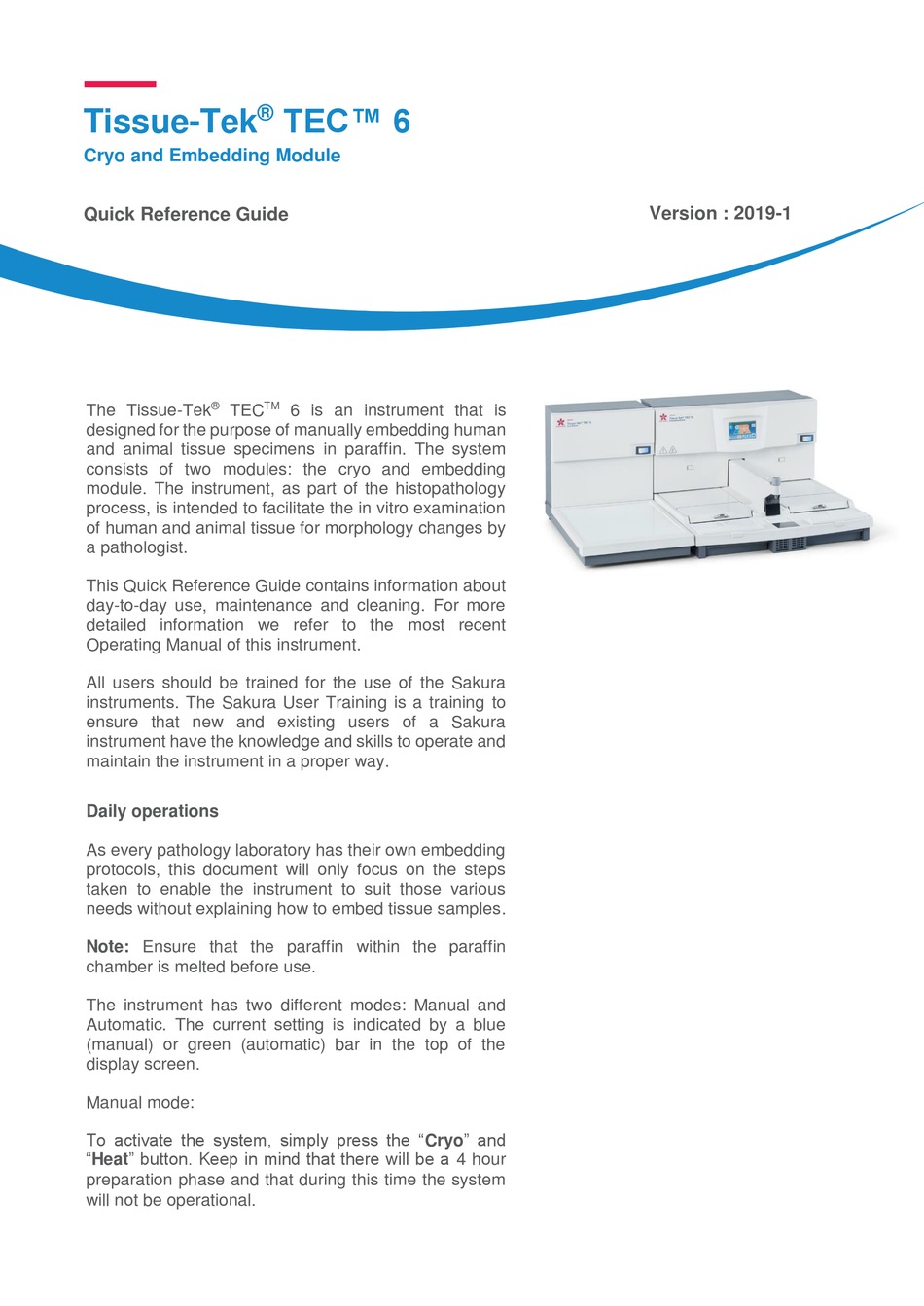 Sakura Tissue Tek Tec 6 Quick Reference Manual Pdf Download Manualslib