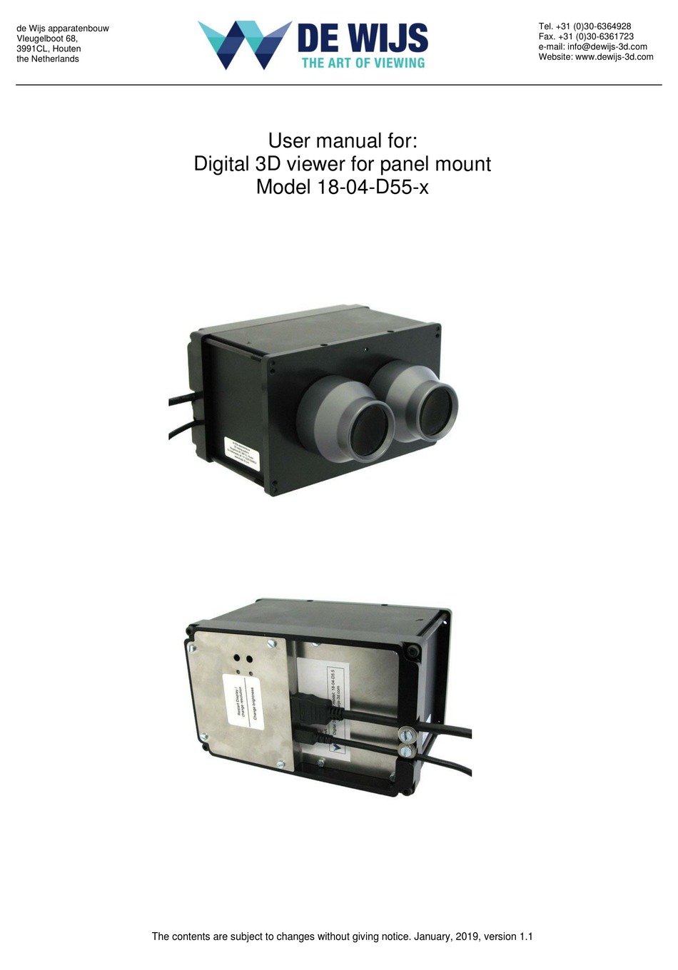 DE WIJS 18-04-D55A USER MANUAL Pdf Download | ManualsLib