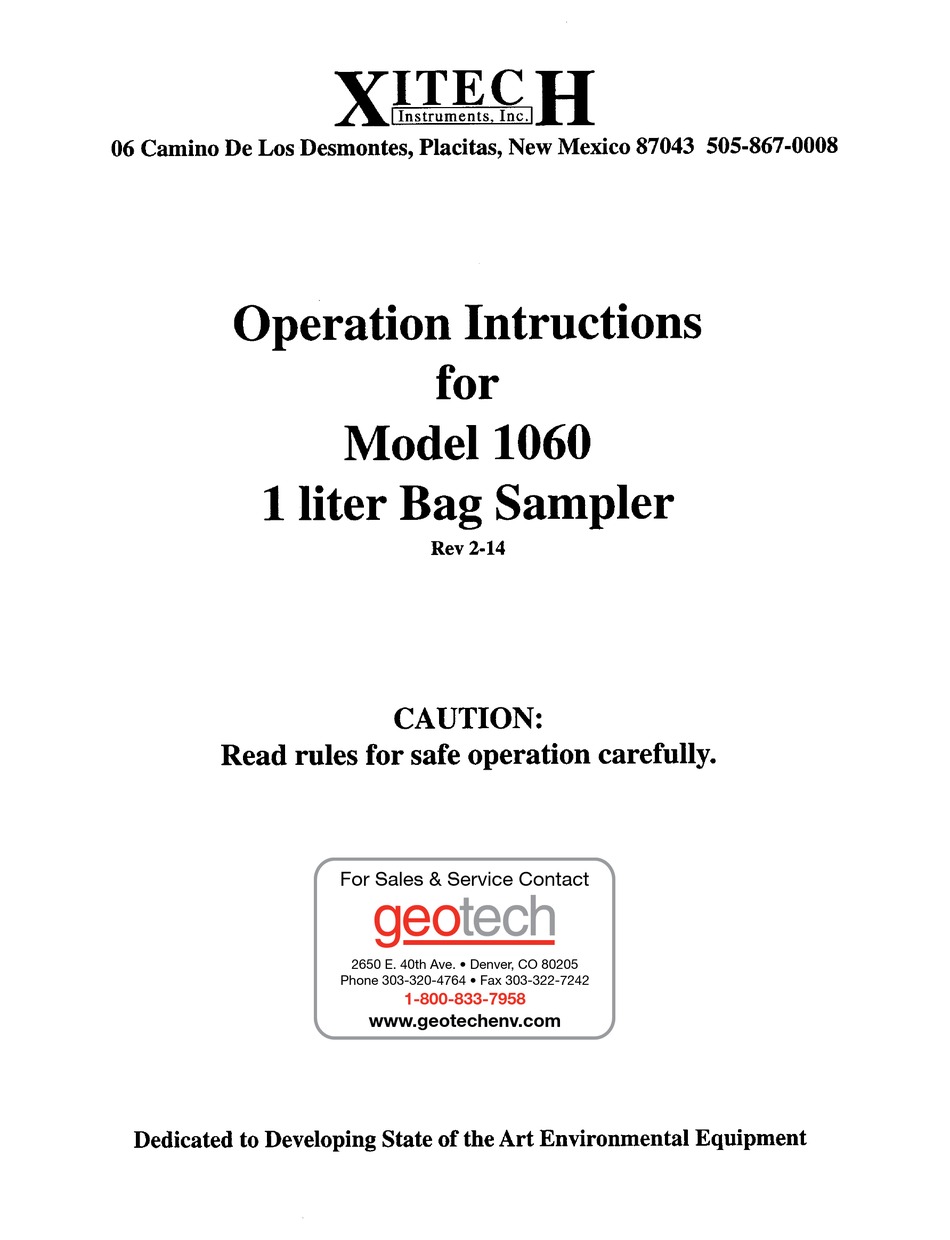 XIITECH 1060 OPERATION INTRUCTIONS Pdf Download | ManualsLib