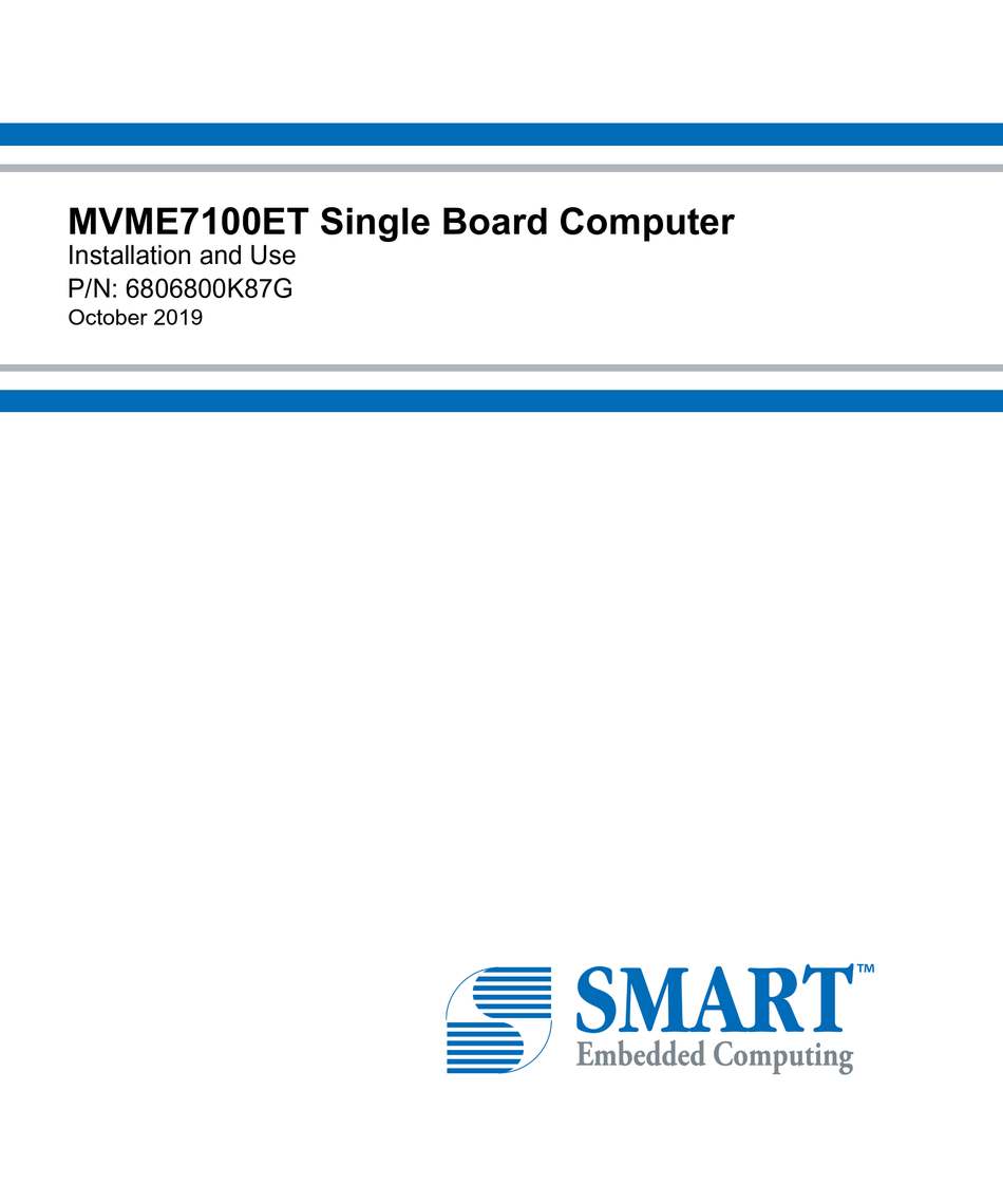 SMART EMBEDDED COMPUTING MVME7100ET INSTALLATION AND USE MANUAL Pdf ...