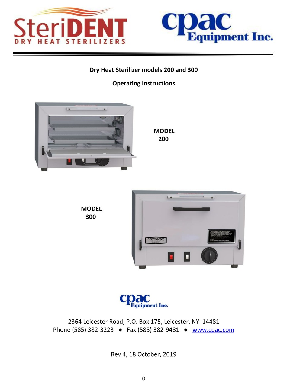 CPAC STERIDENT 300 OPERATING INSTRUCTIONS MANUAL Pdf Download ManualsLib