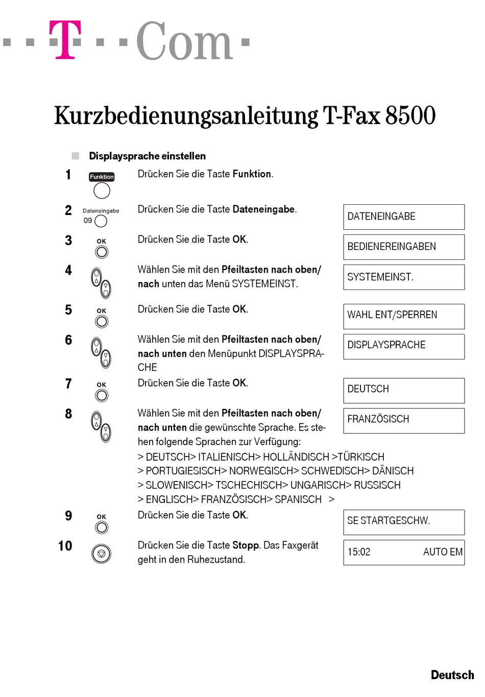 T-COM T-FAX 8500 QUICK REFERENCE MANUAL Pdf Download | ManualsLib