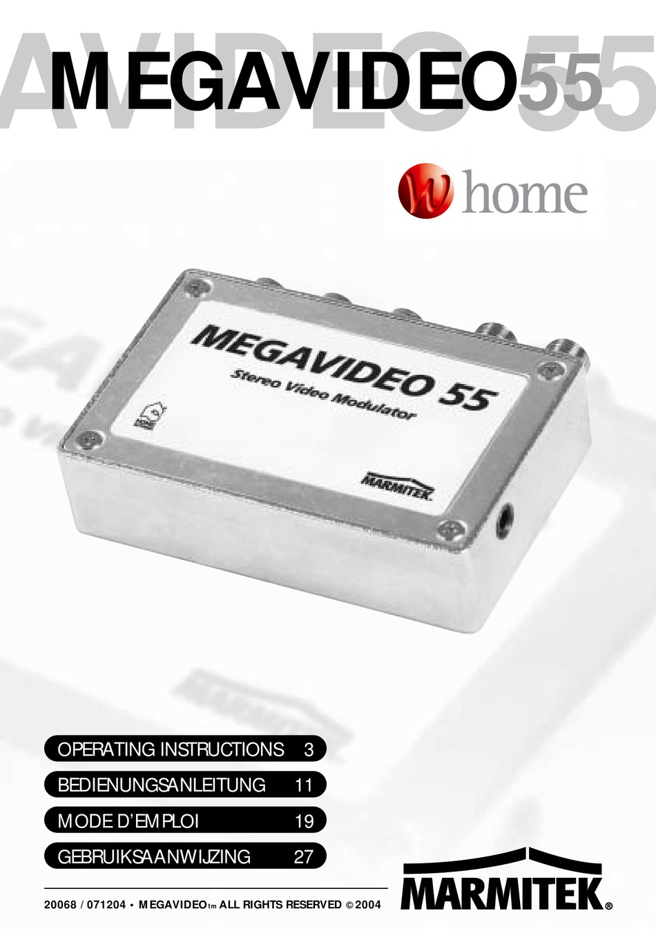 MARMITEK MEGAVIDEO 55 OPERATING INSTRUCTIONS MANUAL Pdf Download ...