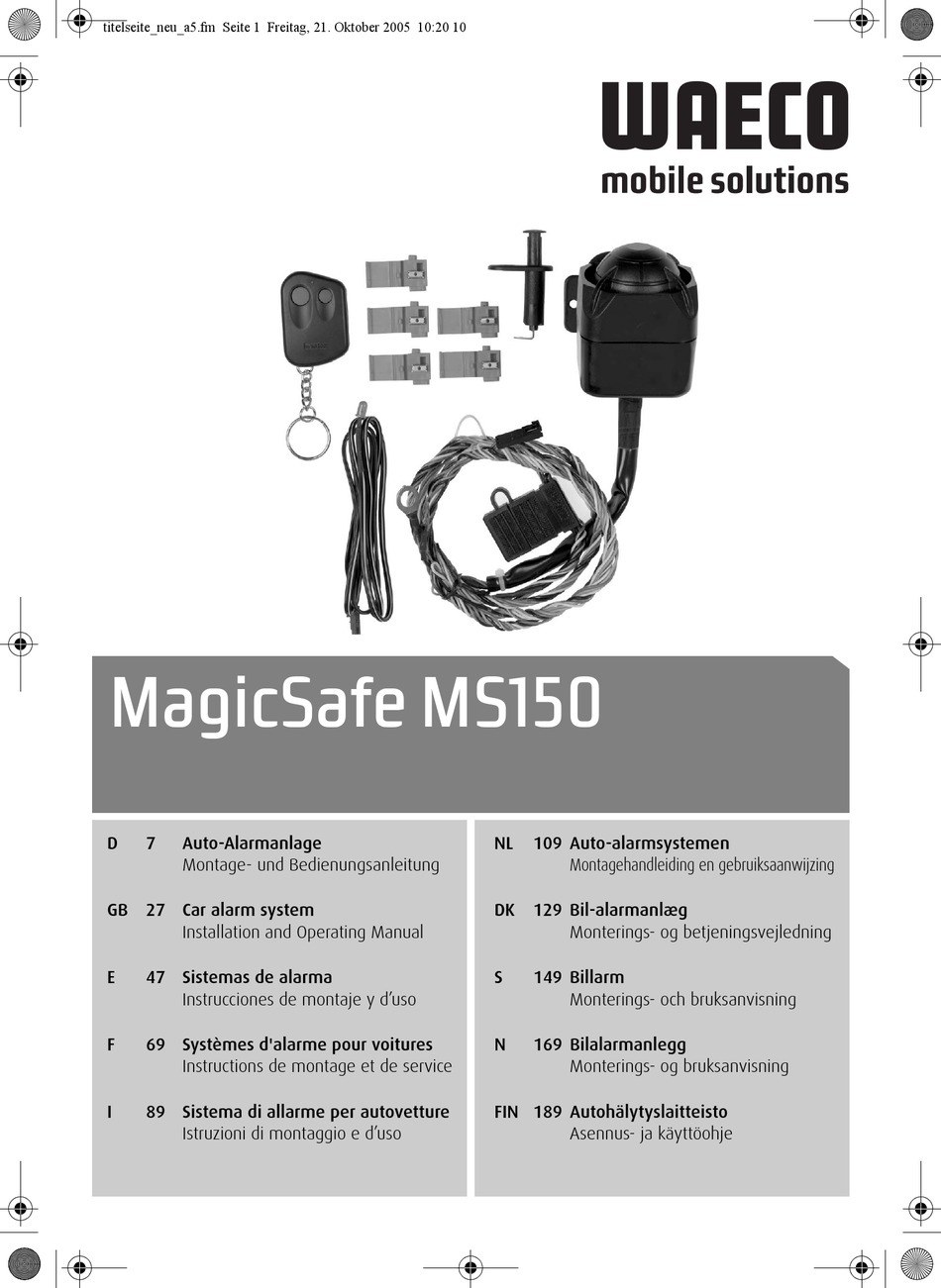 WAECO MAGICSAFE MS150 INSTALLATION AND OPERATING MANUAL Pdf Download ...