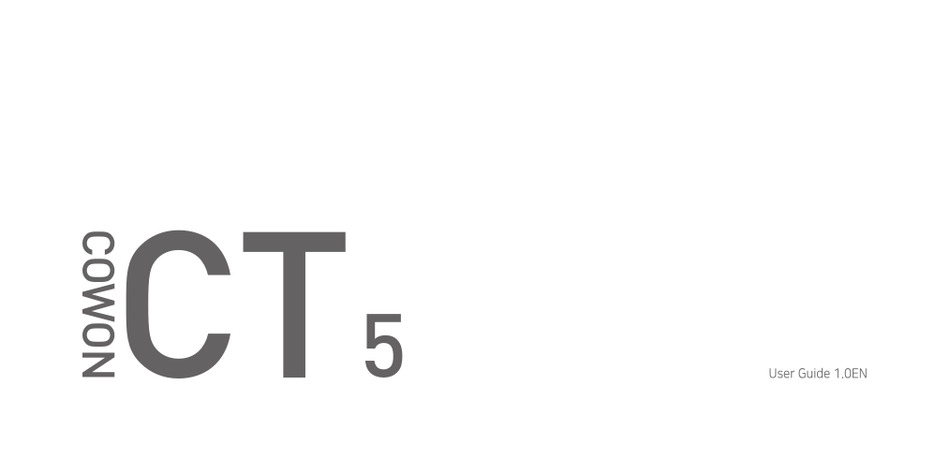 COWON CT5 USER MANUAL Pdf Download | ManualsLib