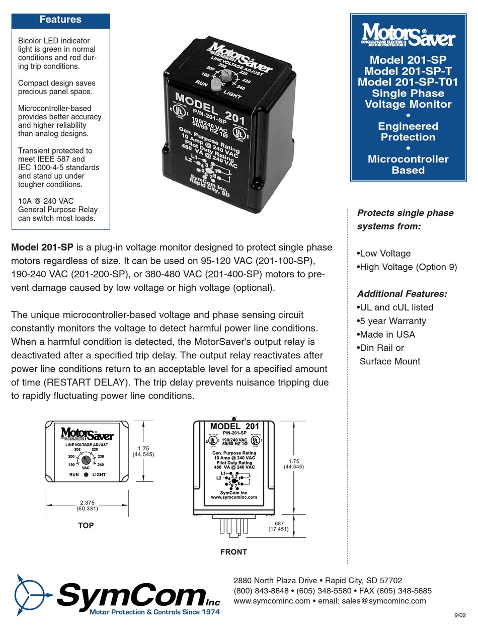 SYMCOM MOTORSAVER 201 SP MANUAL Pdf Download ManualsLib SYMCOM MOTORSAVER 201 SP MANUAL Pdf Download ManualsLib