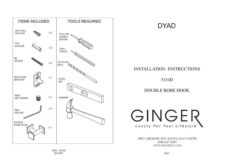 GINGER DYAD 5310D INSTALLATION INSTRUCTIONS Pdf Download | ManualsLib