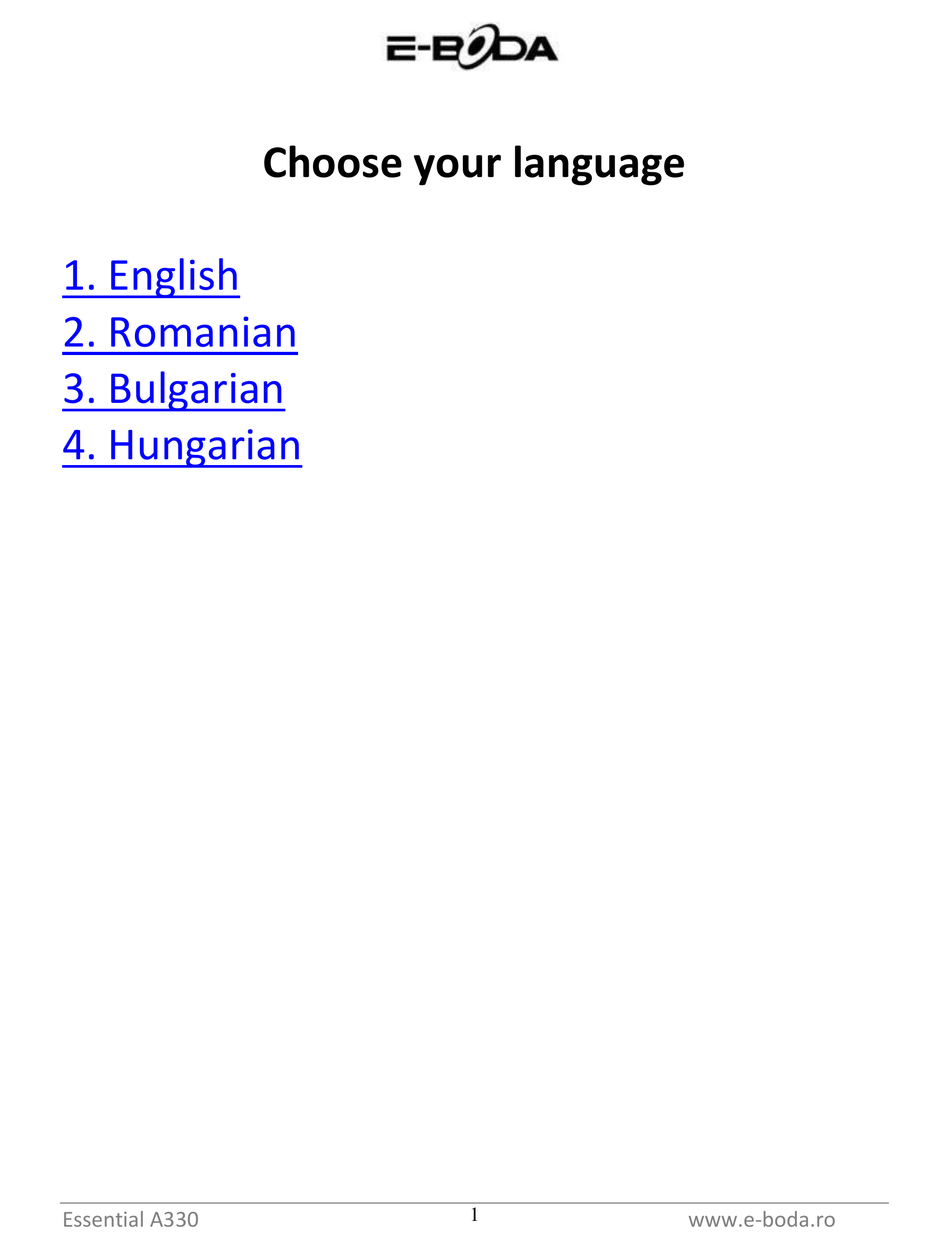 E-BODA ESSENTIAL A330 MANUAL Pdf Download | ManualsLib