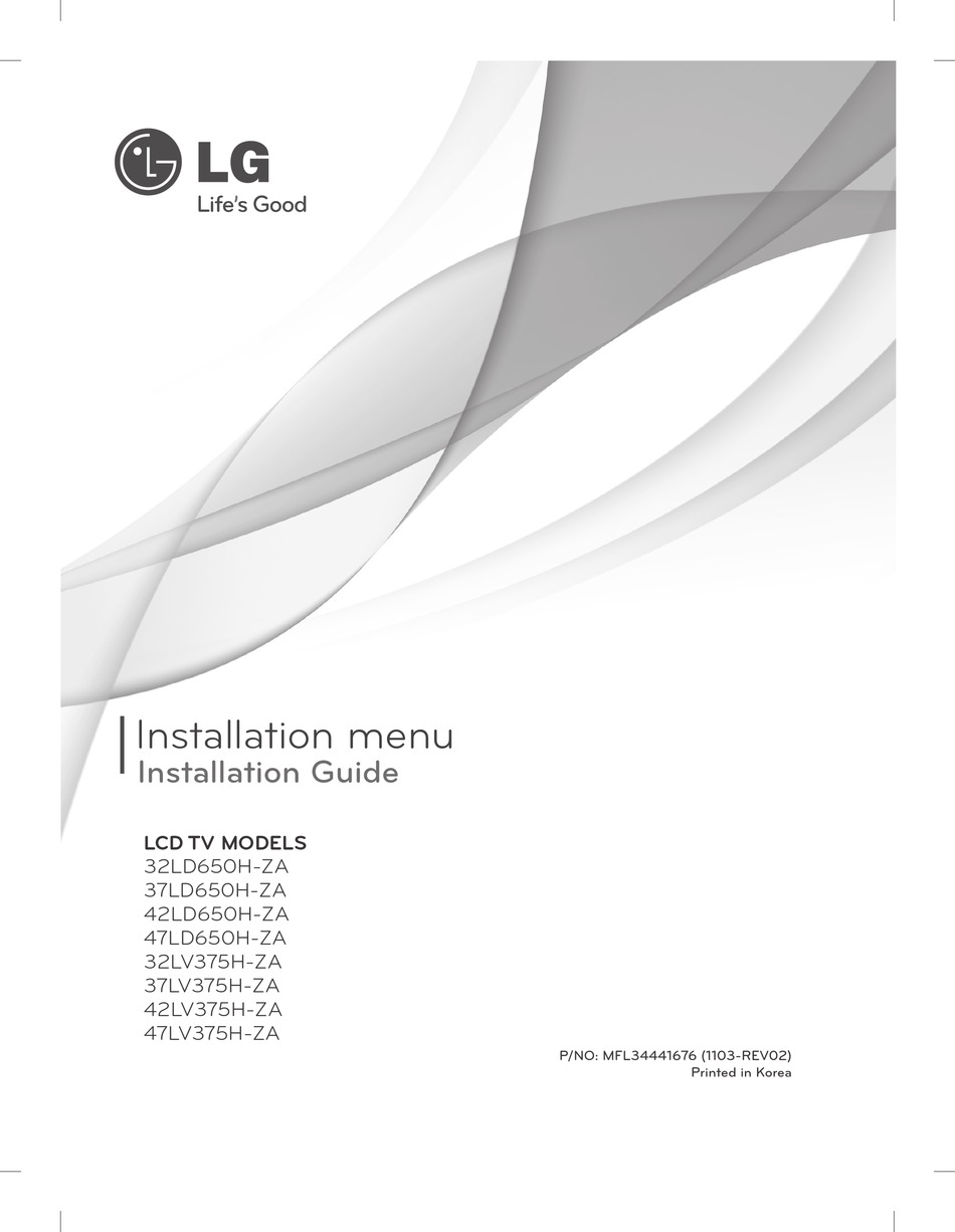 LG 32LD650H-ZA INSTALLATION MANUAL Pdf Download | ManualsLib