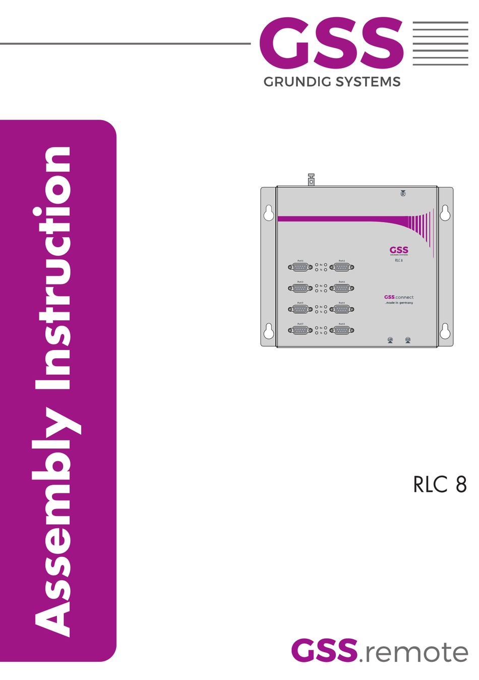 GSS .REMOTE RLC 8 ASSEMBLY INSTRUCTION MANUAL Pdf Download | ManualsLib