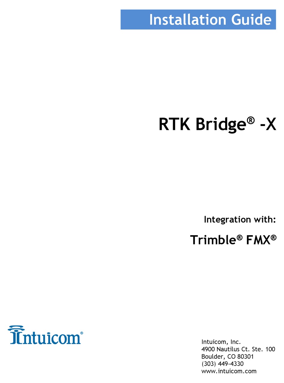 INTUICOM RTK BRIDGE-X INSTALLATION MANUAL Pdf Download | ManualsLib