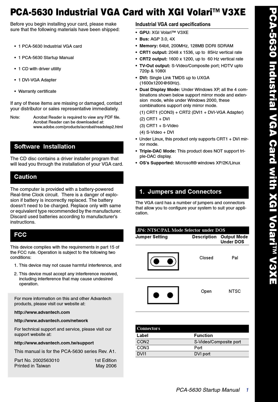 ADVANTECH PCA-5630 STARTUP MANUAL Pdf Download | ManualsLib