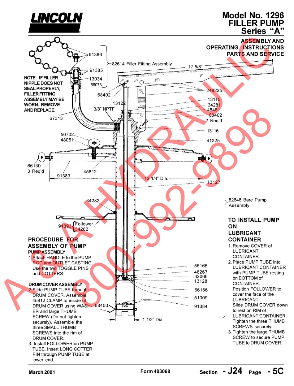 LINCOLN 1296 ASSEMBLY AND OPERATING INSTRUCTIONS PARTS AND SERVICE Pdf LINCOLN 1296 ASSEMBLY AND OPERATING INSTRUCTIONS PARTS AND SERVICE Pdf