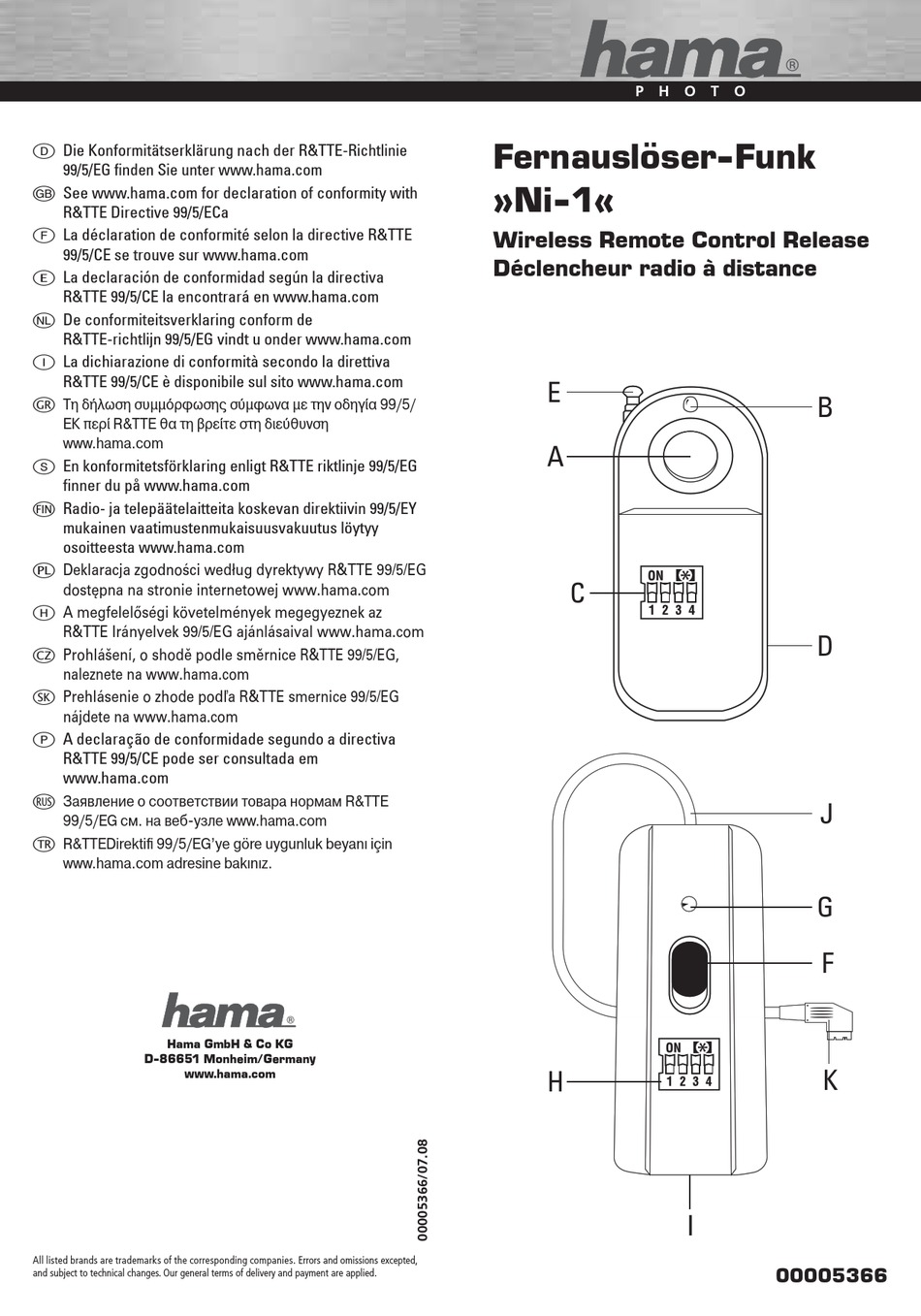 HAMA NI-1 OPERATING INSTRUCTION Pdf Download | ManualsLib