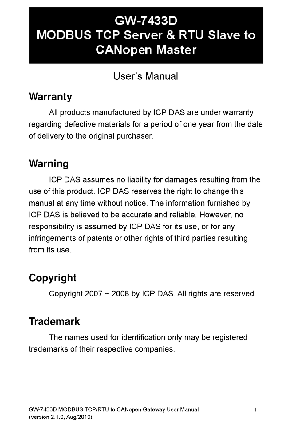 ICPDAS GW-7433D USER MANUAL Pdf Download | ManualsLib