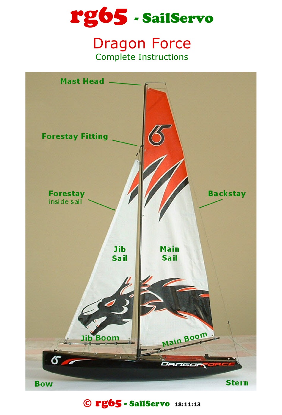 JOYSWAY HOBBY DRAGON FORCE RG65 SAILSERVO COMPLETE INSTRUCTIONS Pdf ...