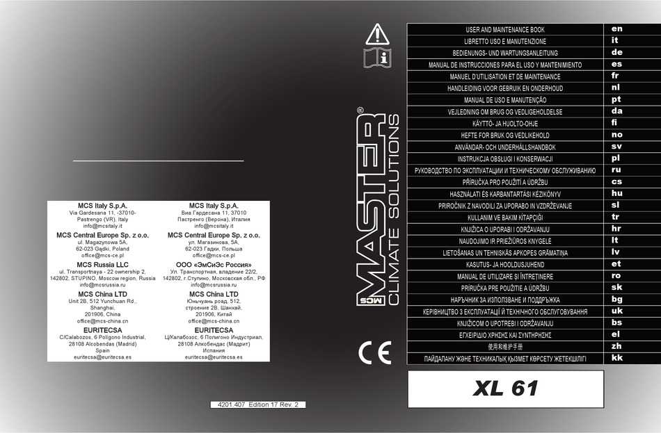 MASTER XL 61 USER AND MAINTENANCE BOOK Pdf Download ManualsLib master-xl-61-user-and-maintenance-book-pdf-download-manualslib