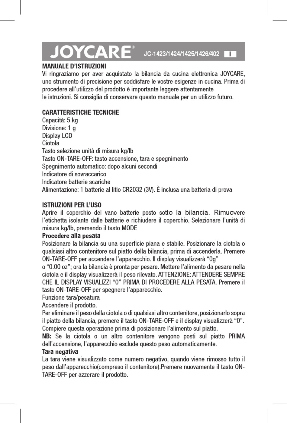 JOYCARE JC-1423 INSTRUCTION MANUAL Pdf Download | ManualsLib