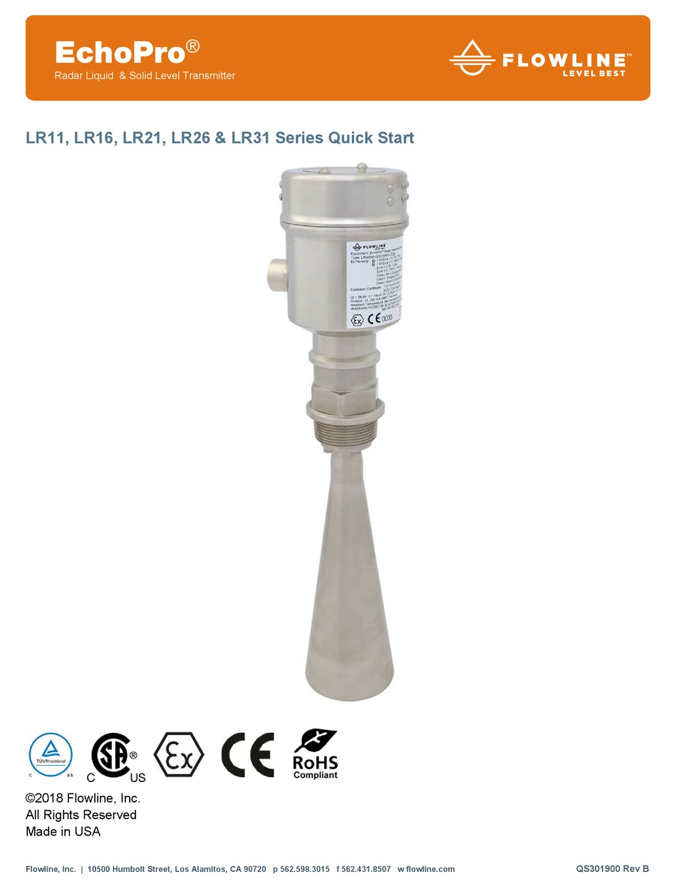 FLOWLINE ECHOPRO LR11 SERIES QUICK START MANUAL Pdf Download | ManualsLib