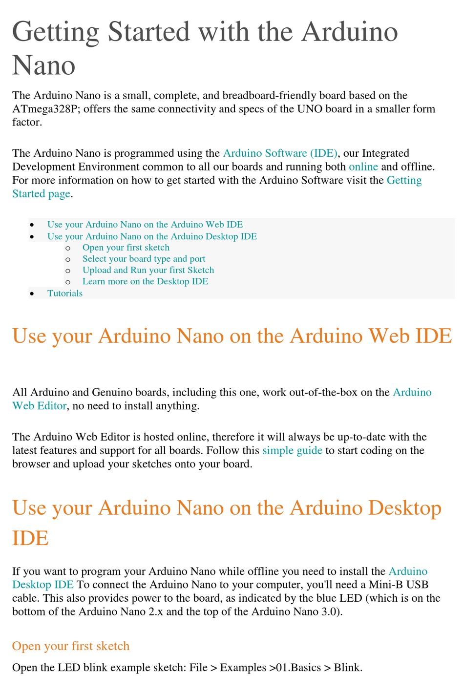 ARDUINO NANO GETTING STARTED Pdf Download | ManualsLib