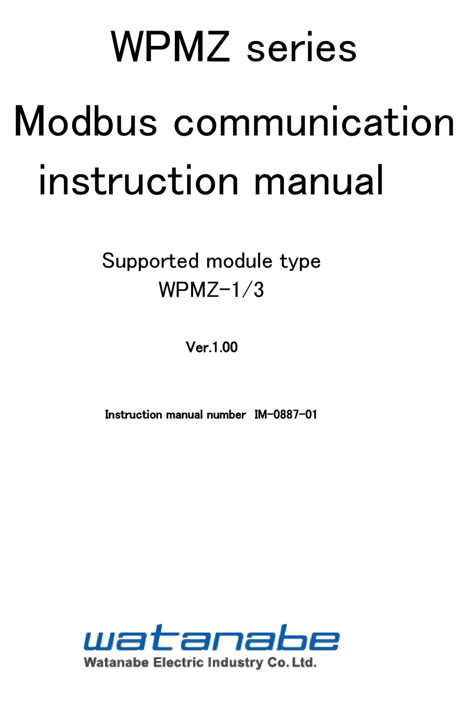 WATANABE WPMZ SERIES INSTRUCTION MANUAL Pdf Download | ManualsLib