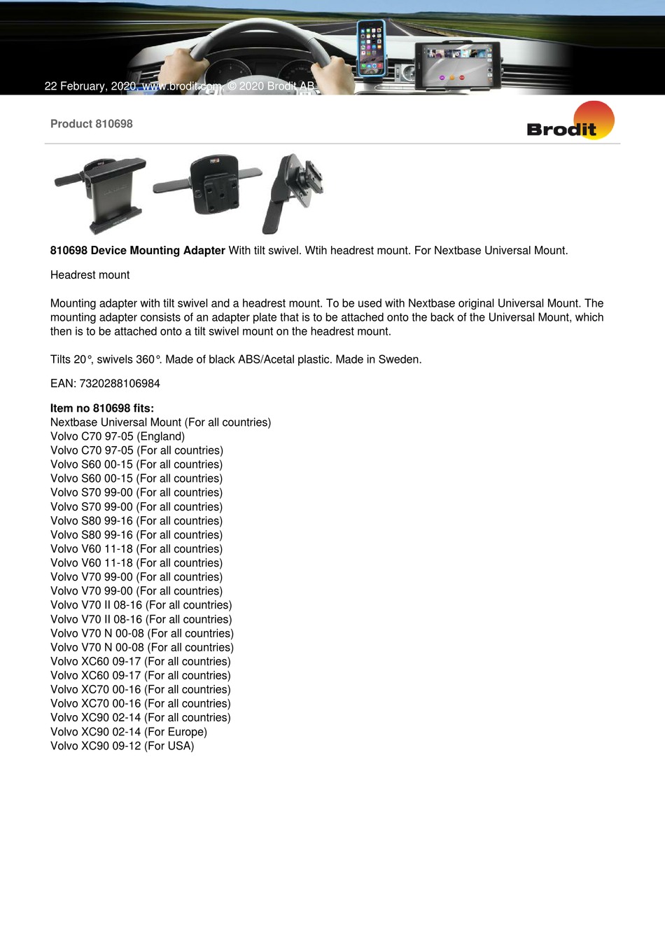 BRODIT 810698 INSTALLATION INSTRUCTIONS Pdf Download | ManualsLib