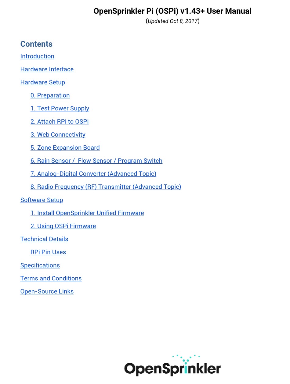 OPENSPRINKLER PI USER MANUAL Pdf Download | ManualsLib