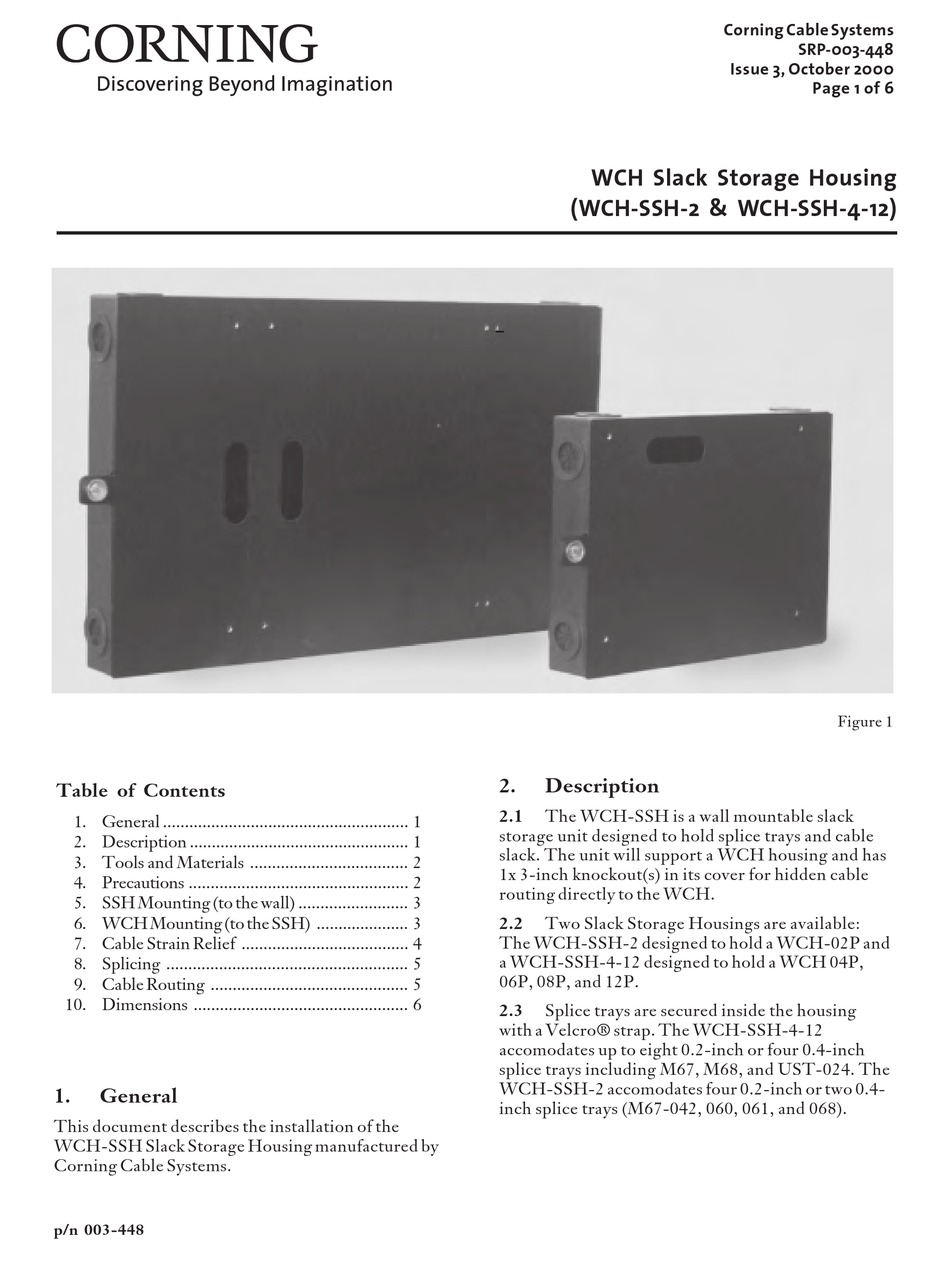 CORNING WCH SERIES MANUAL Pdf Download | ManualsLib