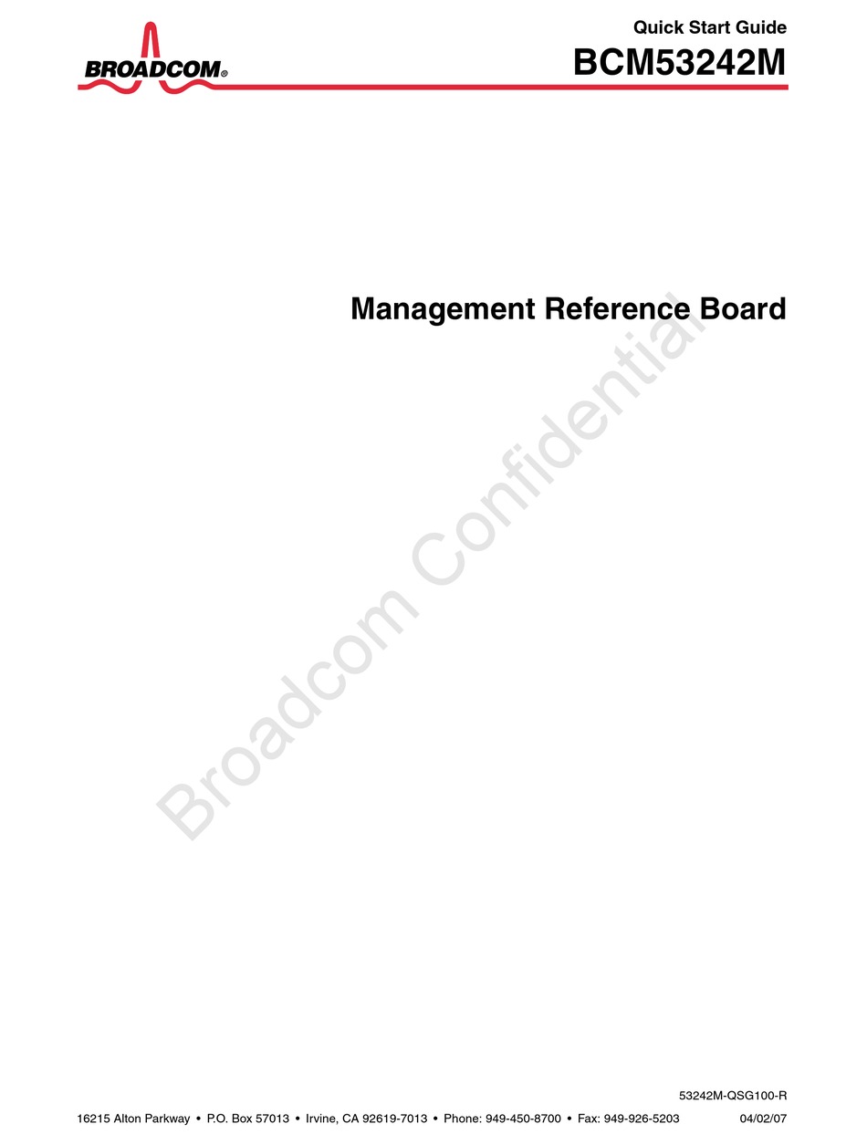 BROADCOM BCM53242M QUICK START MANUAL Pdf Download | ManualsLib