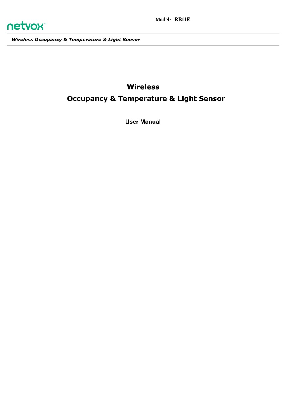 NETVOX RB11E USER MANUAL Pdf Download | ManualsLib