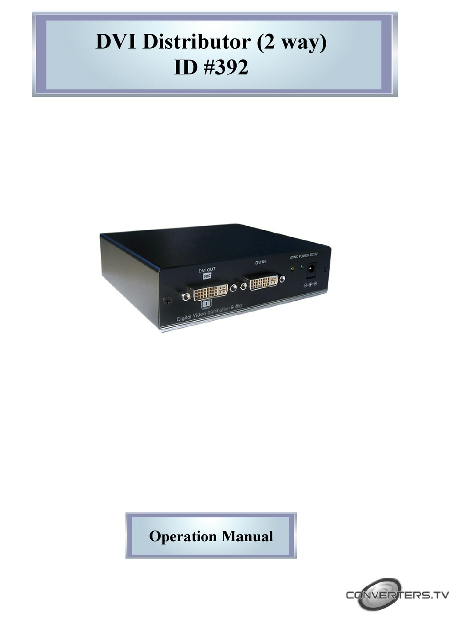 CONVERTERS.TV 392 OPERATION MANUAL Pdf Download | ManualsLib