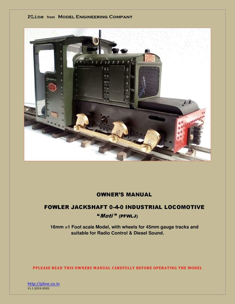 MODEL ENGINEERING COMPANY PLINE MOTI PFWLJ OWNER'S MANUAL Pdf Download ...