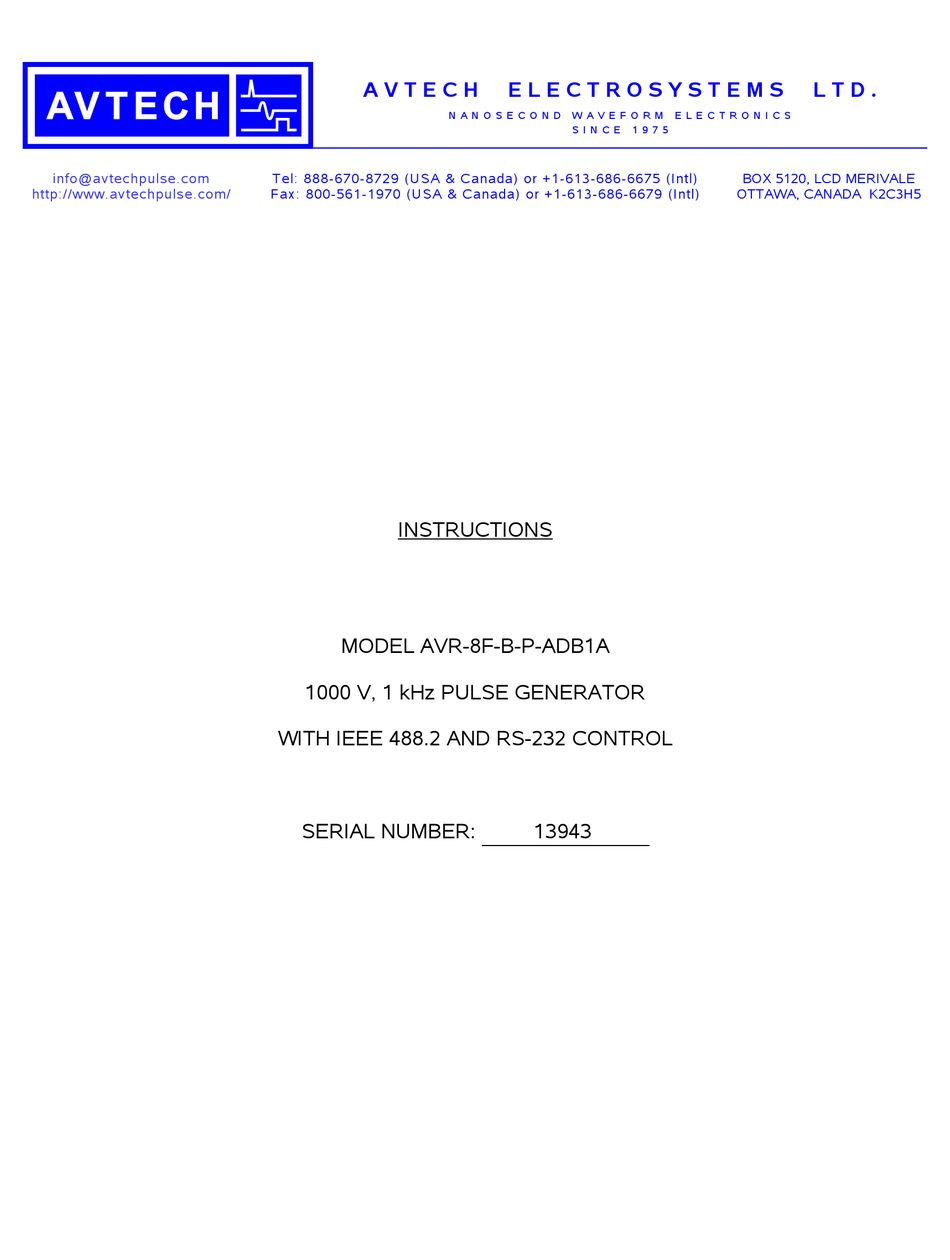 AVTECH AVR-8F-B-P-ADB1A INSTRUCTIONS MANUAL Pdf Download | ManualsLib