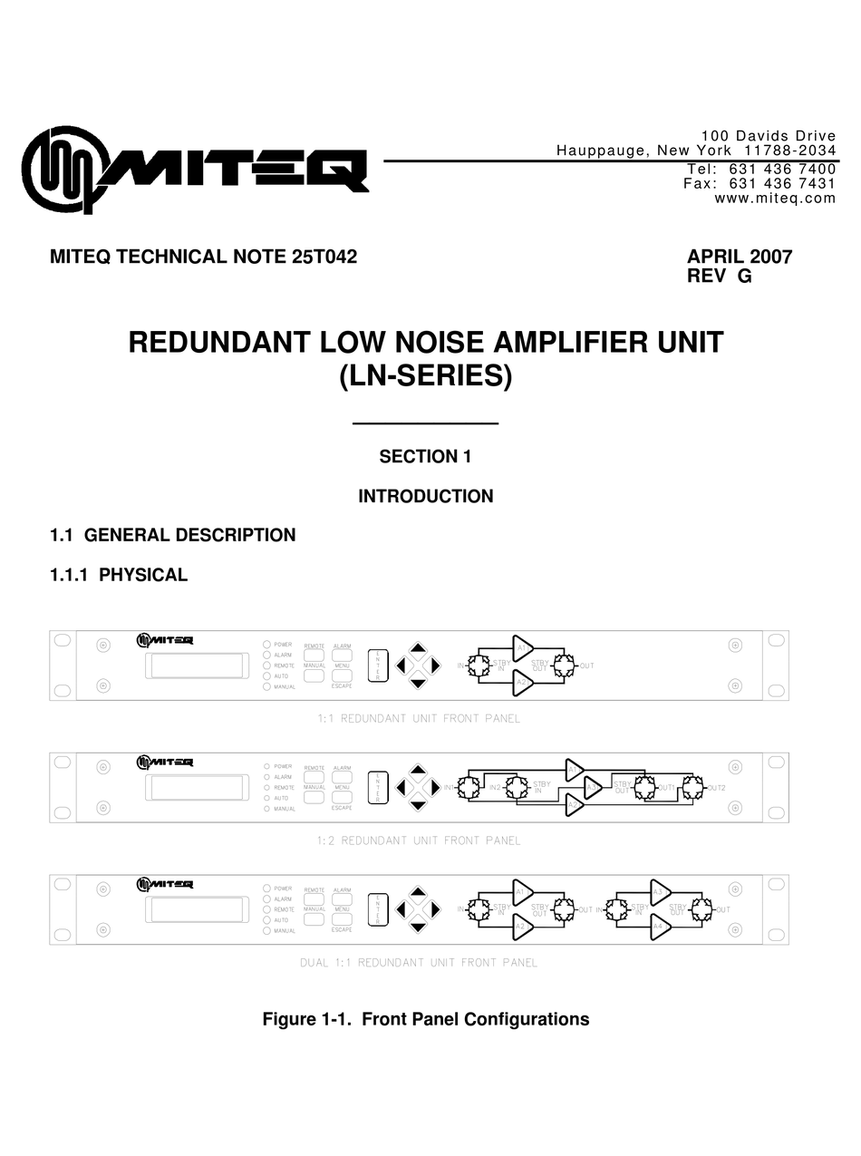 MITEQ LN SERIES MANUAL Pdf Download | ManualsLib