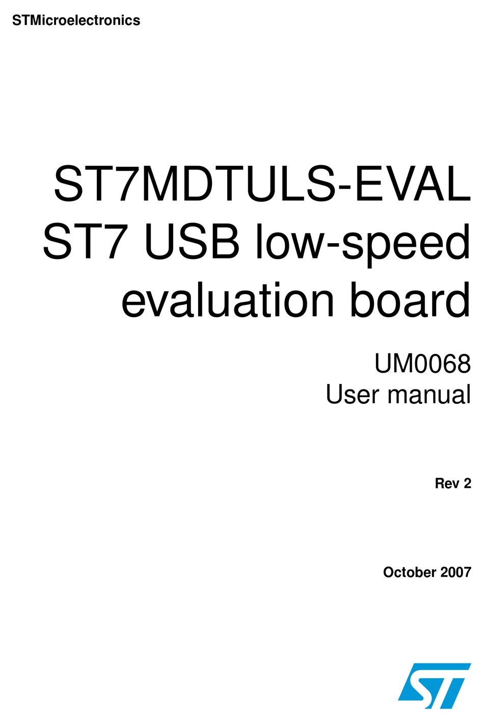 STMICROELECTRONICS ST7MDTULS-EVAL USER MANUAL Pdf Download | ManualsLib