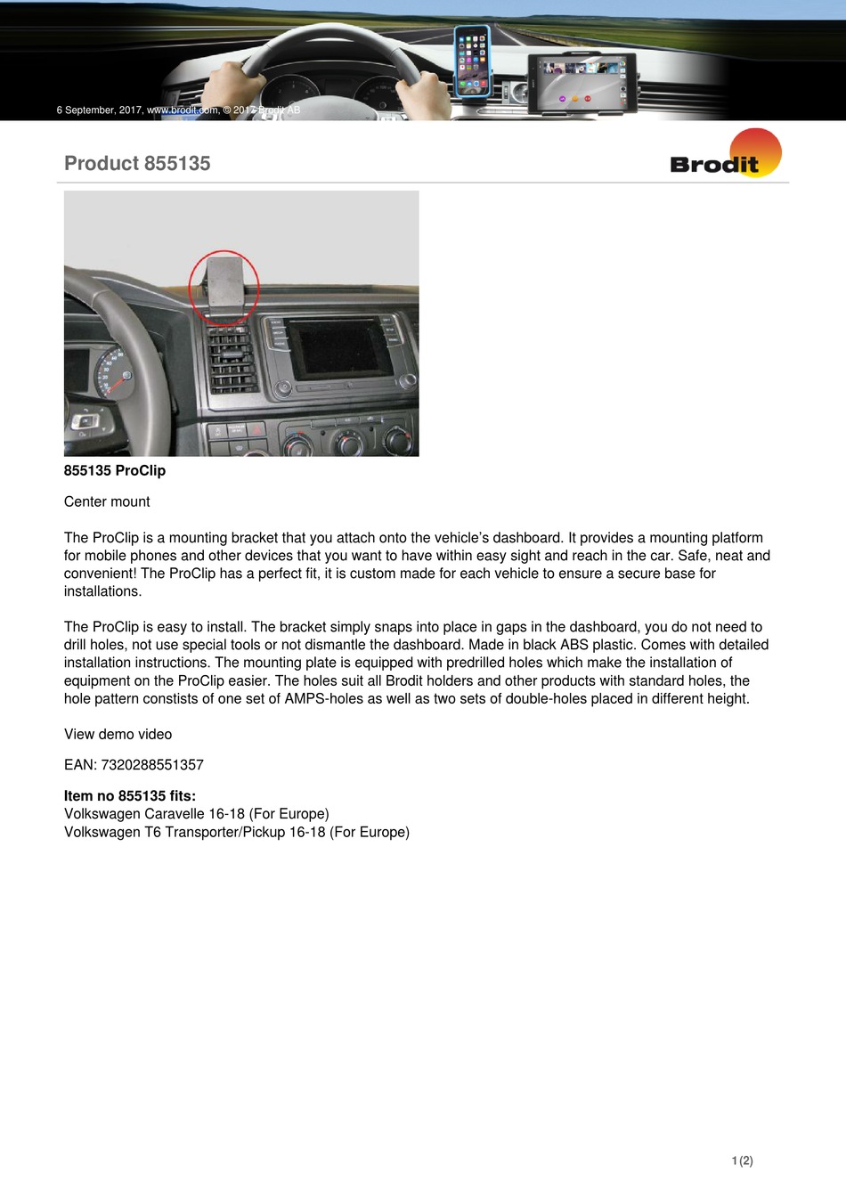 BRODIT 855135 INSTALLATION INSTRUCTIONS Pdf Download | ManualsLib