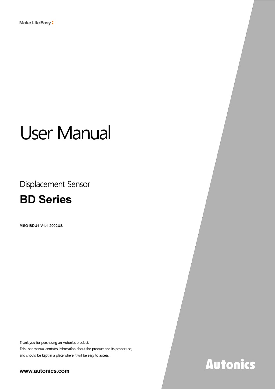 AUTONICS BD SERIES USER MANUAL Pdf Download | ManualsLib