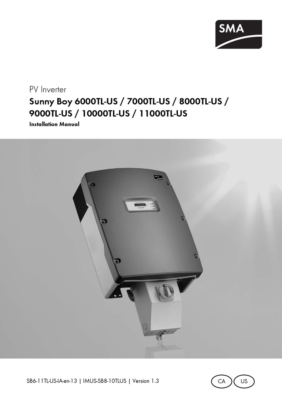 SMA SUNNY BOY 6000TL US INSTALLATION MANUAL Pdf Download ManualsLib