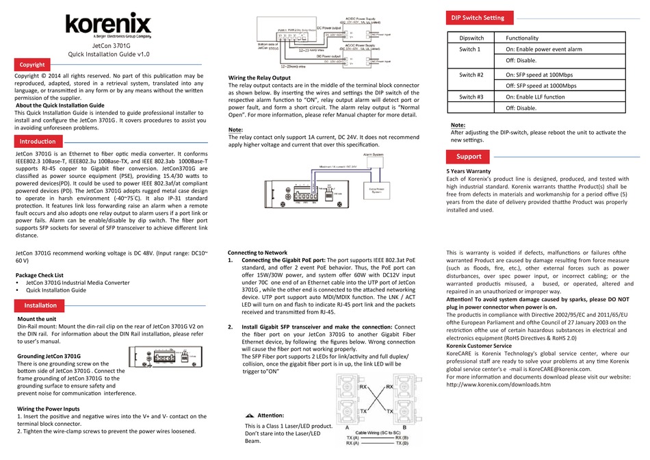 KORENIX JETCON 3701G QUICK INSTALLATION MANUAL Pdf Download | ManualsLib