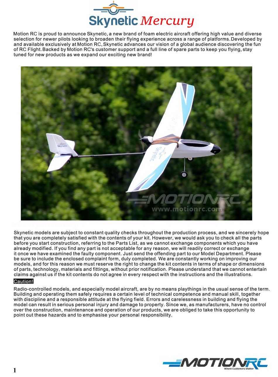 MOTIONRC SKYNETIC MERCURY MANUAL Pdf Download | ManualsLib
