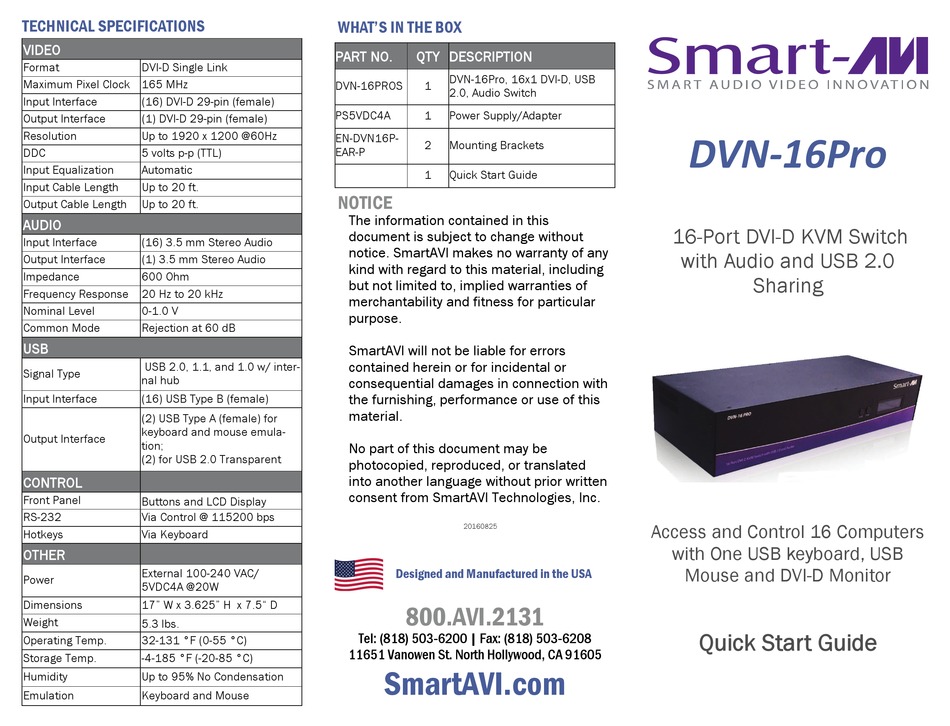 SMART-AVI DVN-16PRO QUICK START MANUAL Pdf Download | ManualsLib