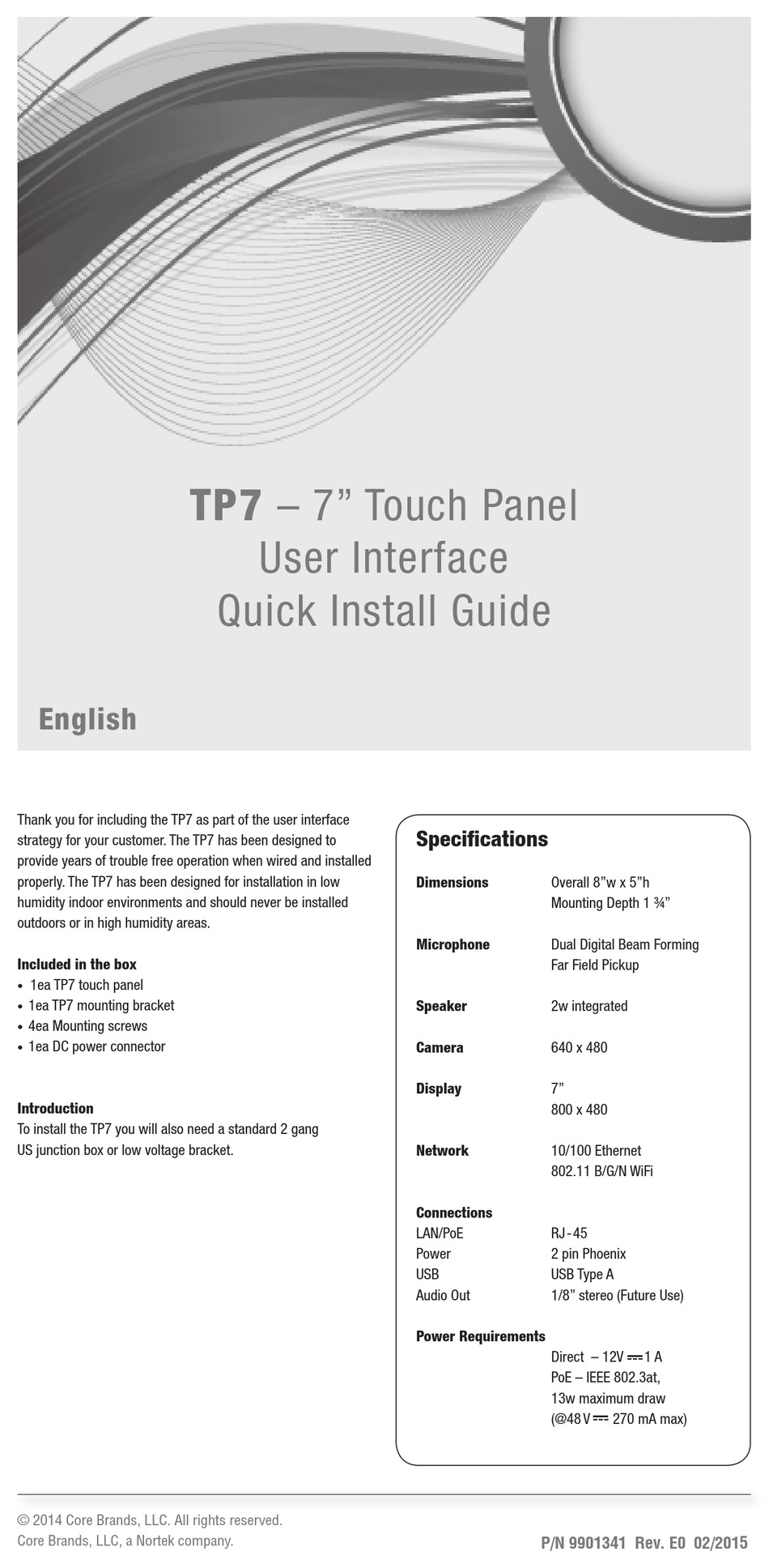 CORE TP7 USER INTERFACE QUICK INSTALL MANUAL Pdf Download | ManualsLib