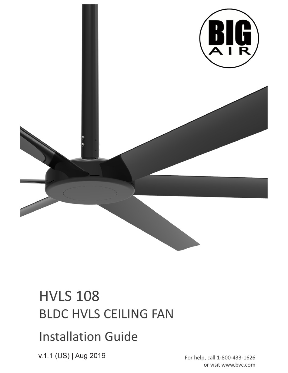 BIG AIR HVLS 108 INSTALLATION MANUAL Pdf Download | ManualsLib