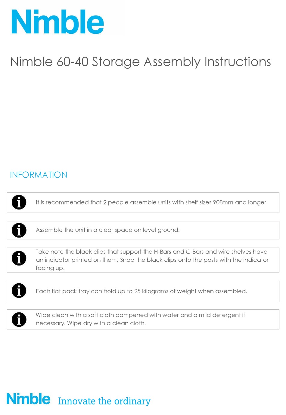 NIMBLE 60-40 ASSEMBLY INSTRUCTIONS MANUAL Pdf Download | ManualsLib